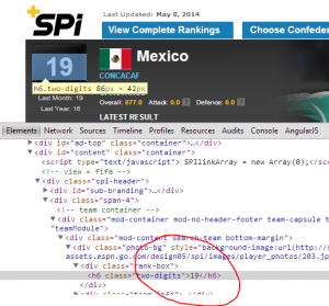 Using the Python library BeautifulSoup to extract data from a webpage (applied to World Cup ...